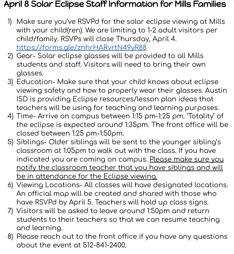 Solar Eclipse Information | Joe Dan Mills, Jr. Elementary School